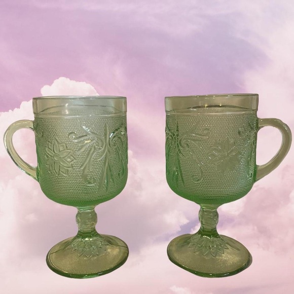 Dining | Vintage Green Glassware Set Of 2 | Poshmark